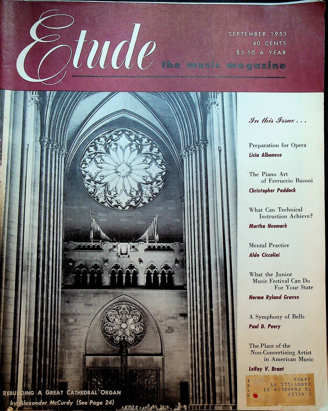 Etude Magazine September 1953 Ferruccio Busoni - Etsy