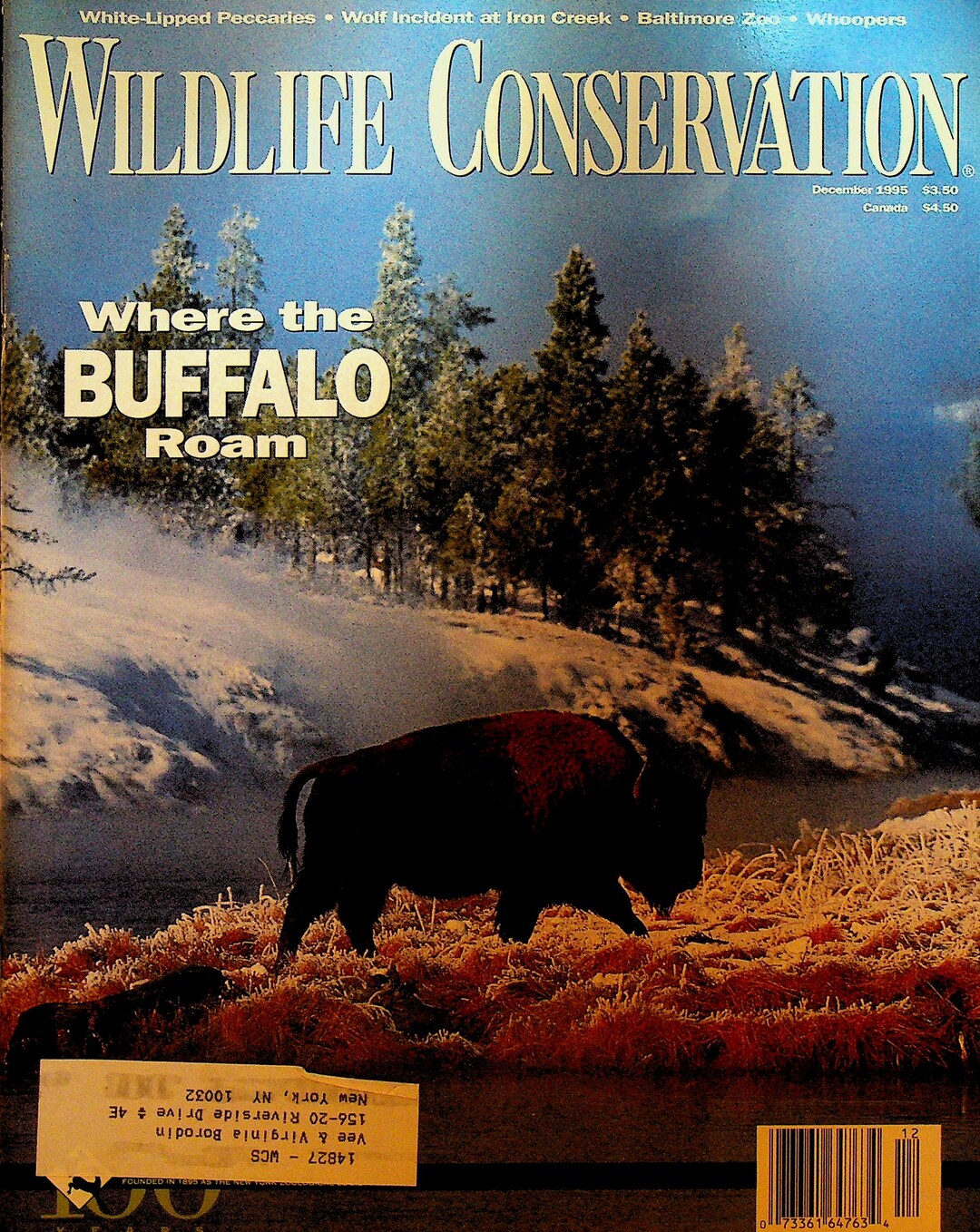 Wildlife Conservation Magazine December 1995 Buffalo Baltimore Zoo - Etsy