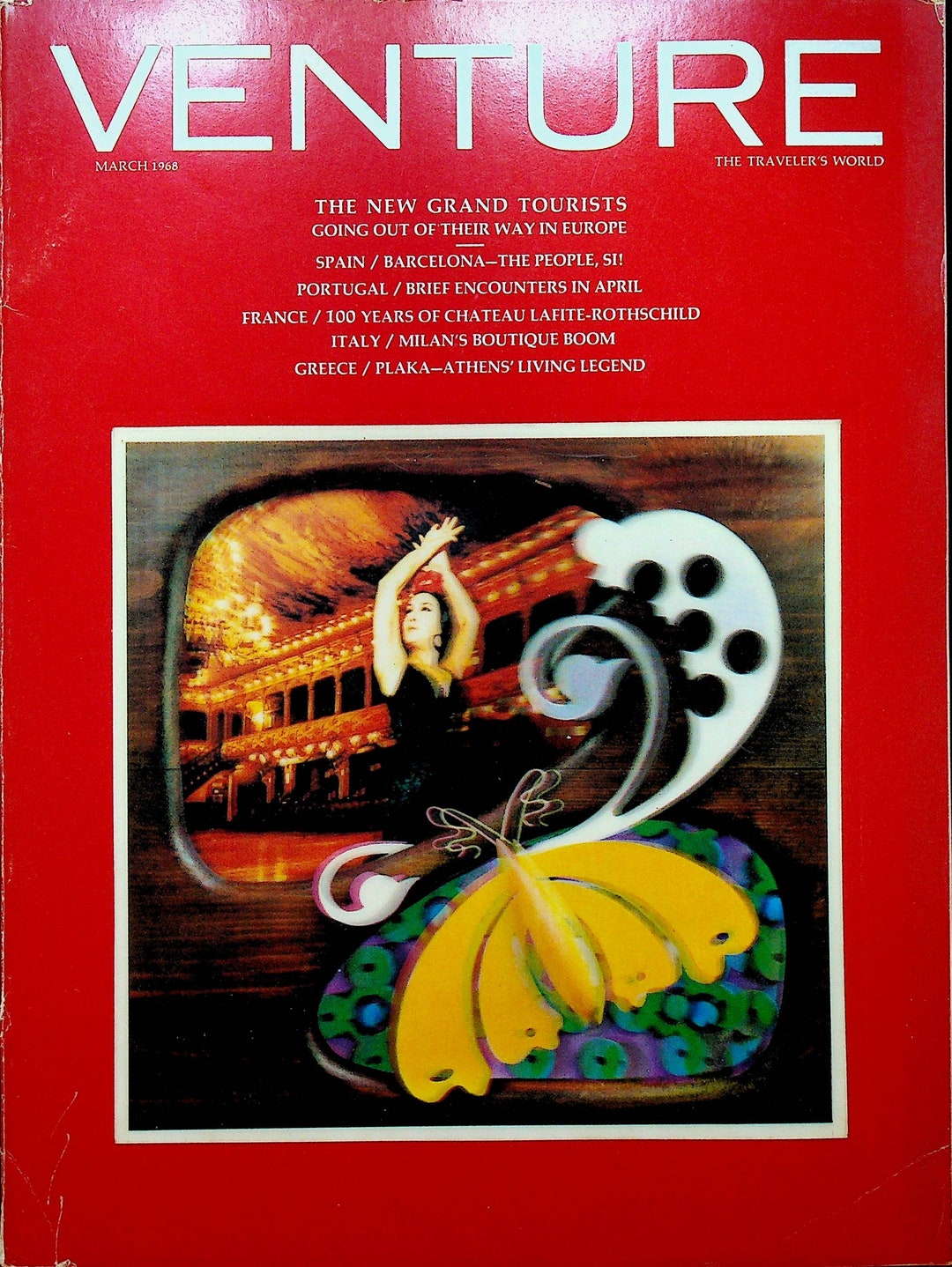 Venture Magazine March 1968 Lenticular Cover Barcelona Portugal Greece ...