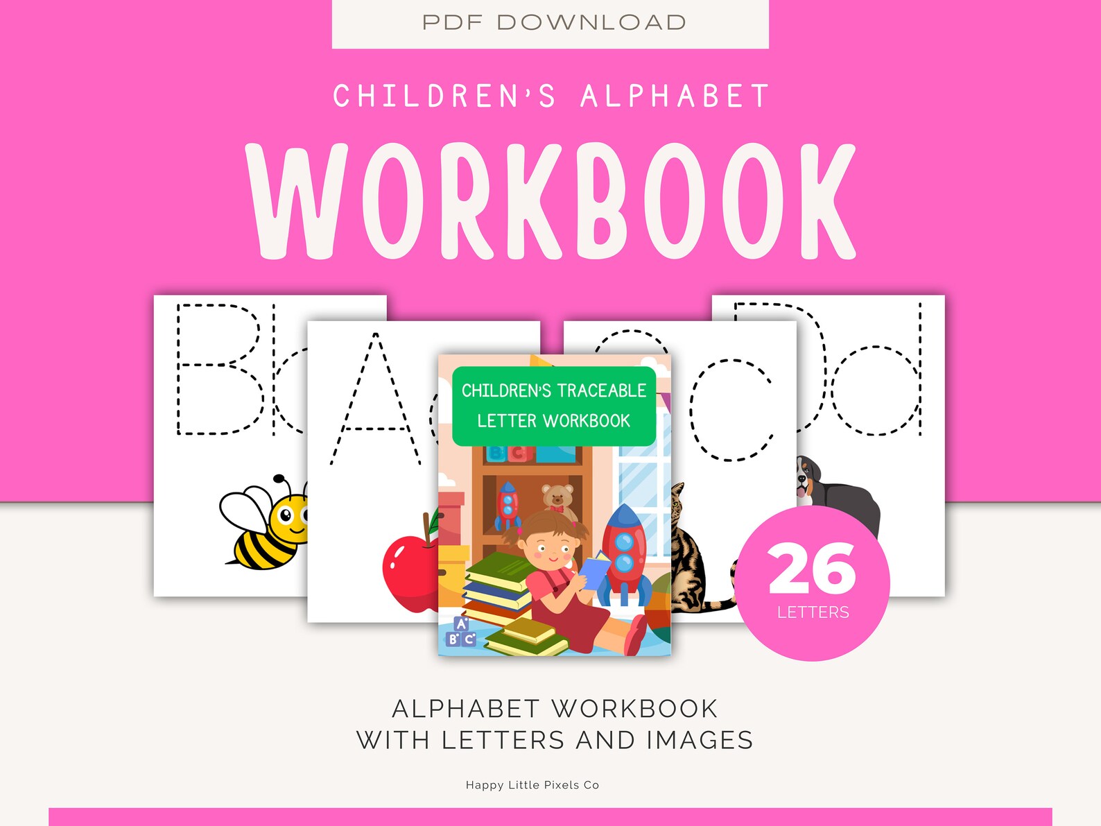 Children's Traceable Alphabet Workbook | 26 Pages | PDF Download - Etsy