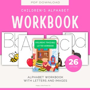 Children's Traceable Alphabet Workbook | 26 Pages | PDF Download - Etsy