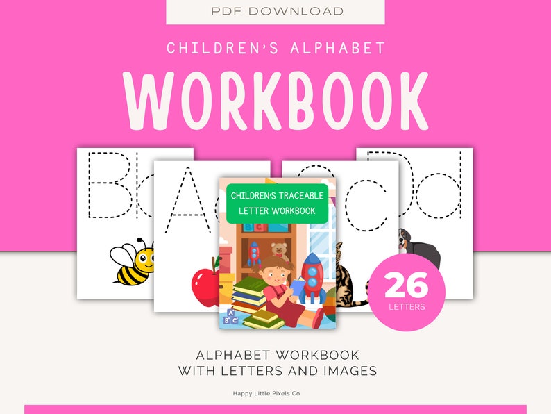 Children's Traceable Alphabet Workbook | 26 Pages | PDF Download - Etsy