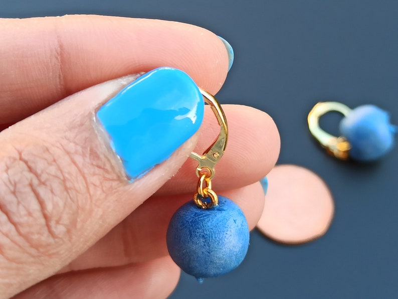 5 Pairs of Tiny Blueberry Earrings, Miniature Fruit Earrings, Handmade ...