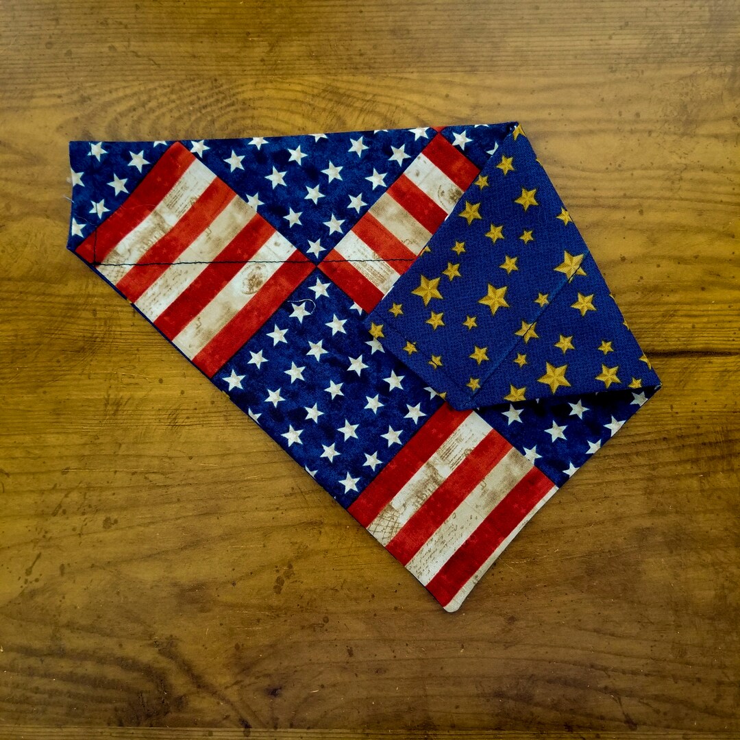 Reversible Over the Collar Dog Bandana Personalization Option Patriotic ...