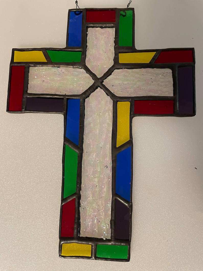 Stained Glass Colorful Small Clear Cross - Etsy