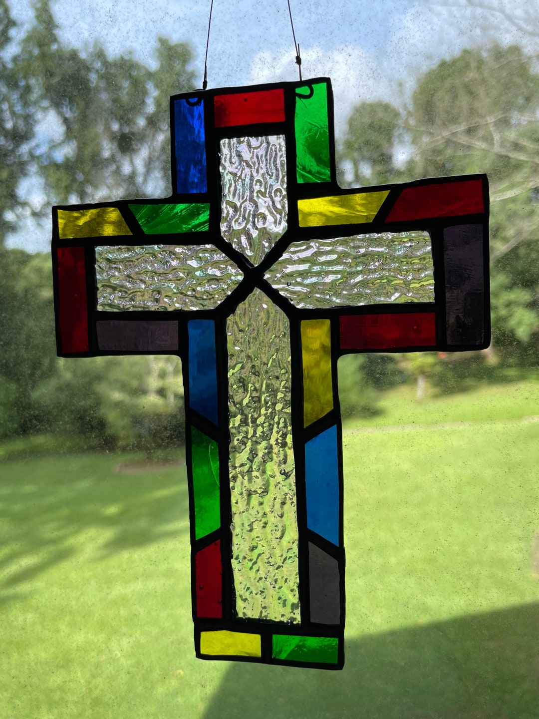 Stained Glass Colorful Small Clear Cross - Etsy