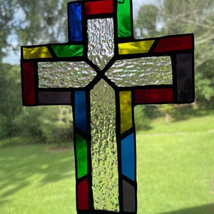 Stained Glass Colorful Small Clear Cross - Etsy