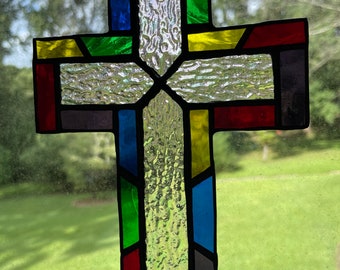 Stained Glass Cross of Many Colors - Etsy