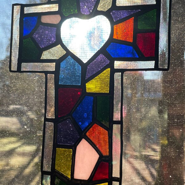 Stained Glass Cross Suncatcher - Etsy