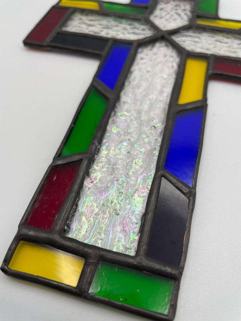 Stained Glass Colorful Small Clear Cross - Etsy