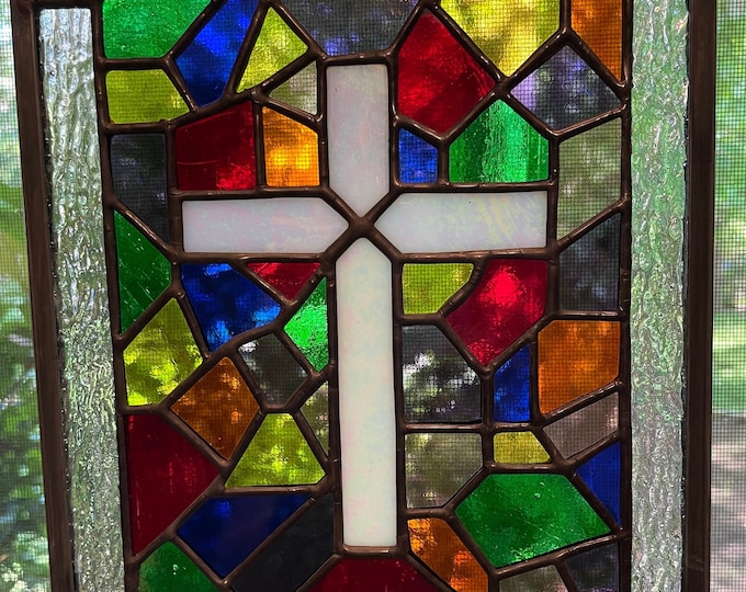 Stained Glass Cross of Many Colors - Etsy