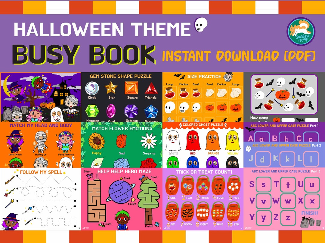 Halloween Special Printable Busy Book, Montessori Learning Book for ...