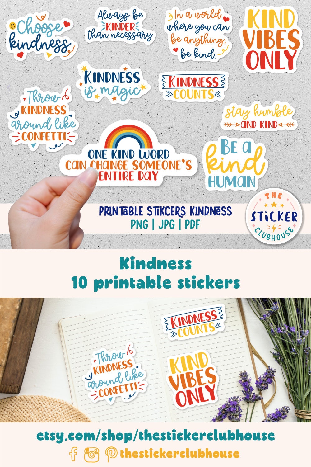 Kindness Sticker Bundle | Printable Kindness Stickers | Positivity ...