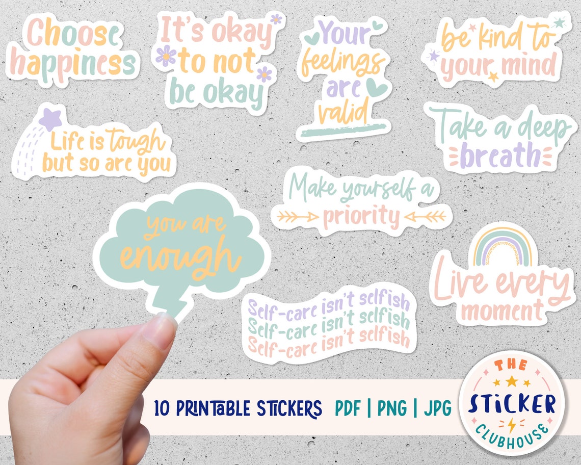 Printable Stickers Mental Health Motivation Stickers - Etsy