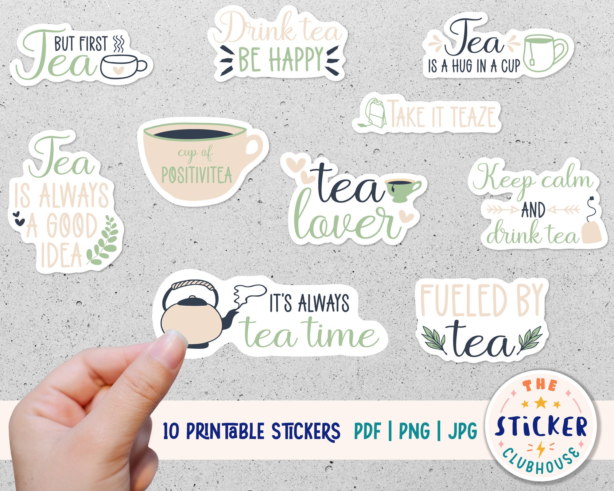 Tea Stickers | Printable Stickers | Tea Sticker Bundle | Tea Lovers ...