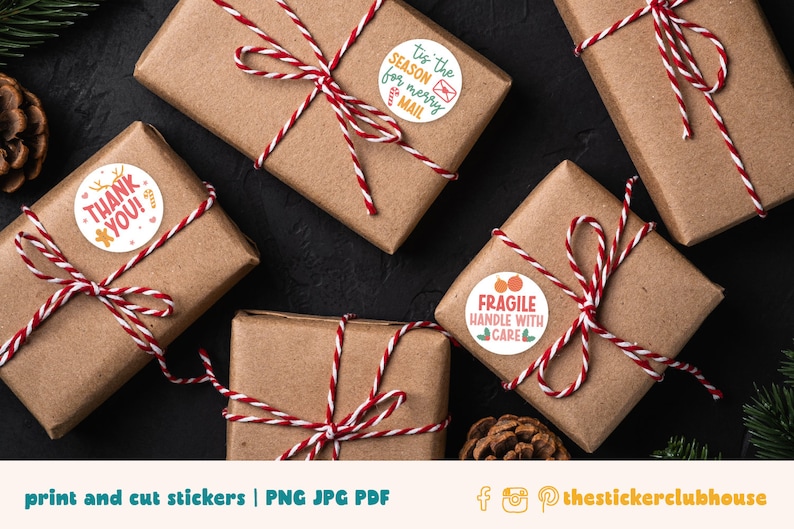 Christmas Gift Stickers Printable | Printable Retro Christmas Stickers ...