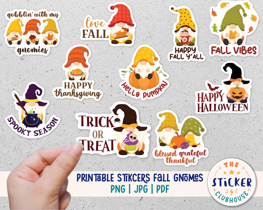 Printable Fall Gnomes Sticker Bundle | Halloween Gnomes Stickers ...