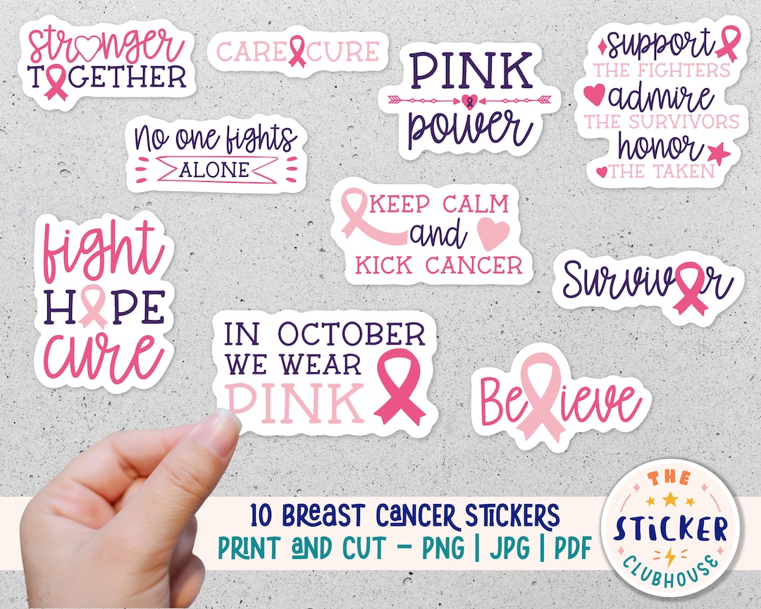 Breast Cancer Awareness Stickers Pink Ribbon Stickers Printable Breast