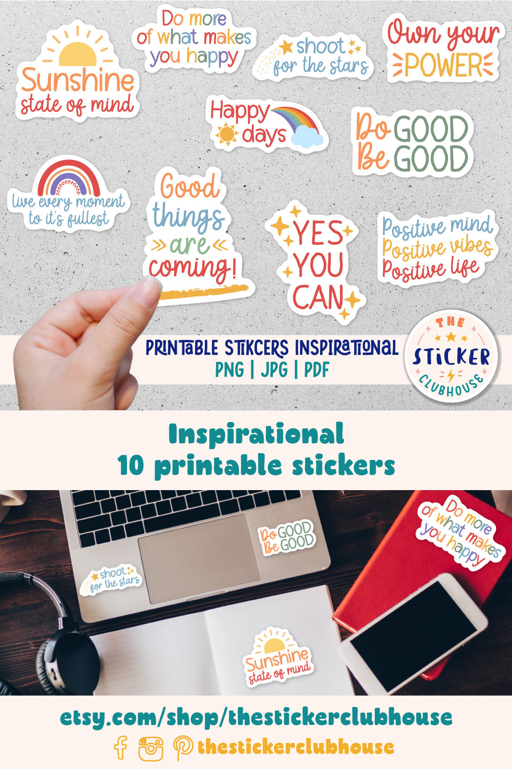 Printable Inspirational Sticker Bundle | Printable Motivational Quotes ...