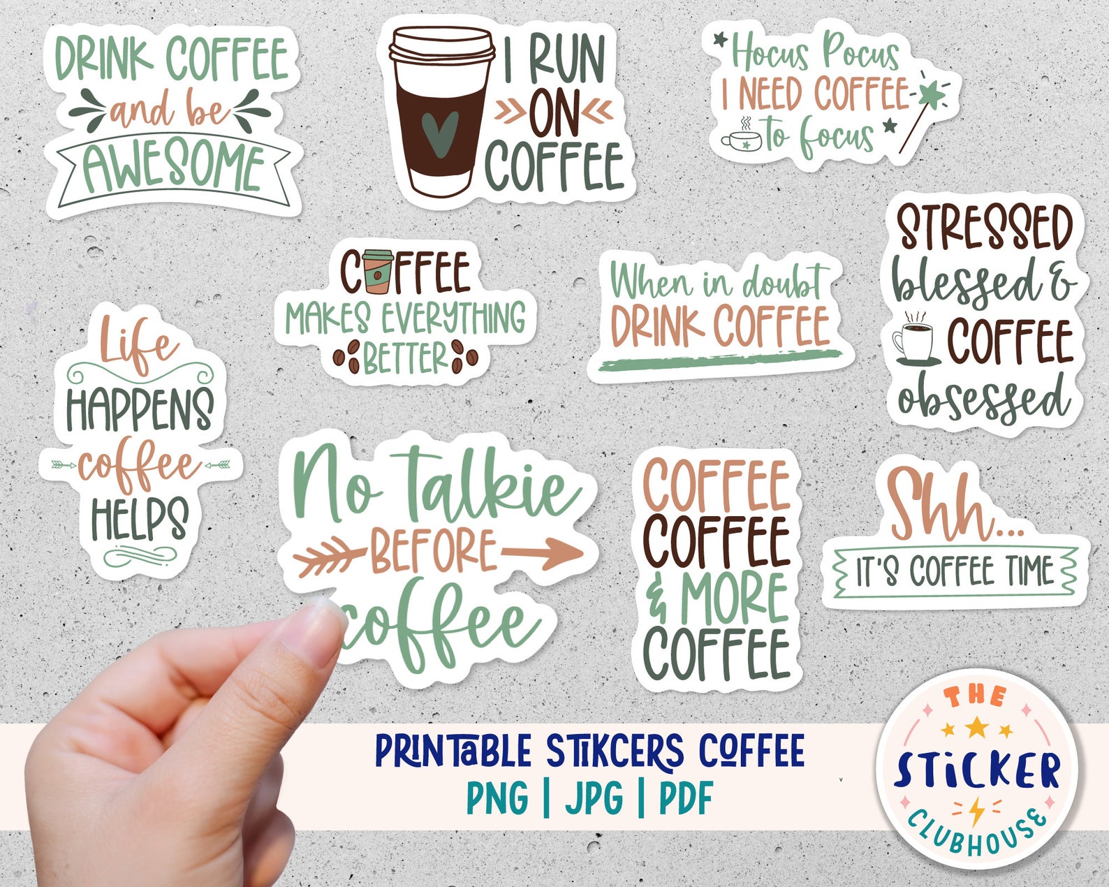 Printable Coffee Stickers Coffee Sticker Bundle Coffee - Etsy