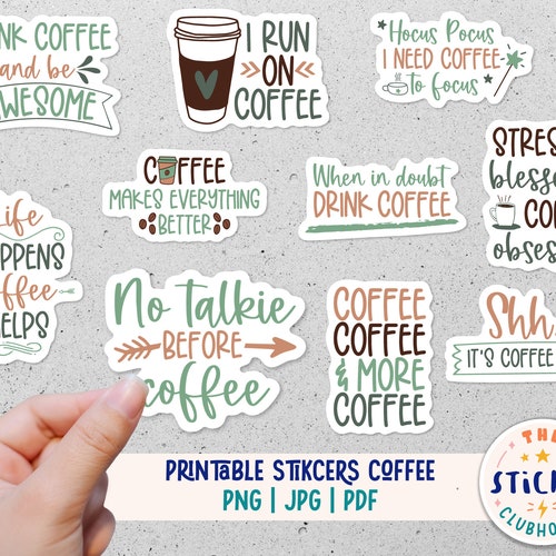 Coffee Stickers Printable Stickers Coffee Sticker Bundle - Etsy