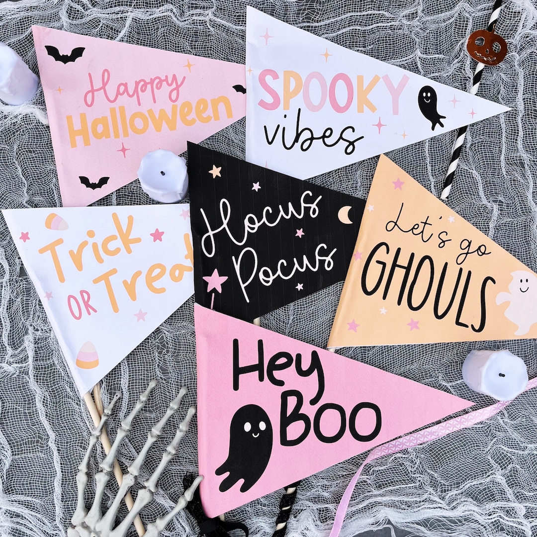 Printable Halloween Pennants Flags, Halloween Party Bundle, Trick or ...