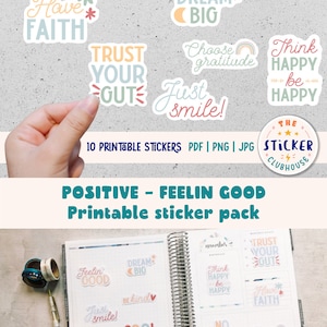 Printable Stickers Positive | Print and Cut Stickers Planner Stickers ...