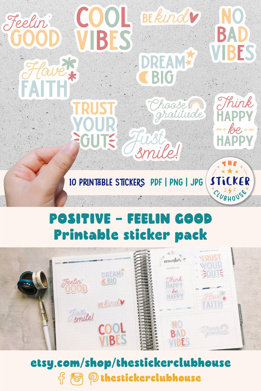 Printable Stickers Positive | Print and Cut Stickers Planner Stickers ...