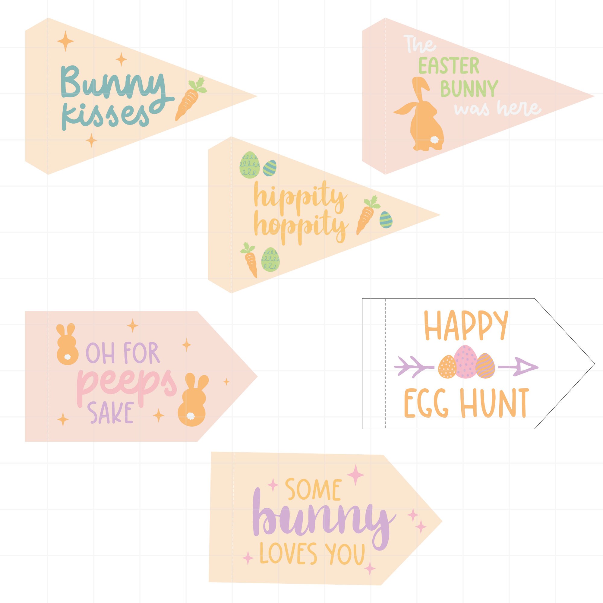 Printable Easter Pennants Flag Bundle, DIY Easter Hunt Decoration ...