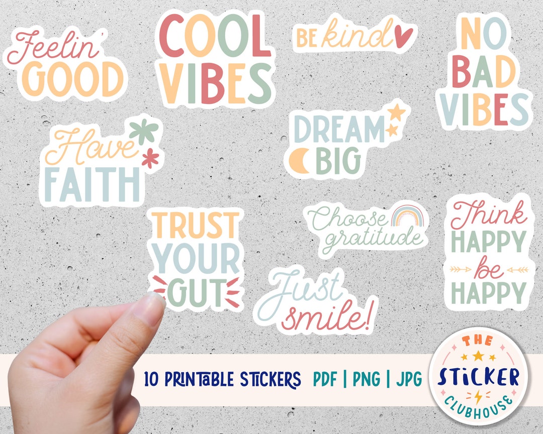 Printable Stickers Positive | Print and Cut Stickers Planner Stickers ...