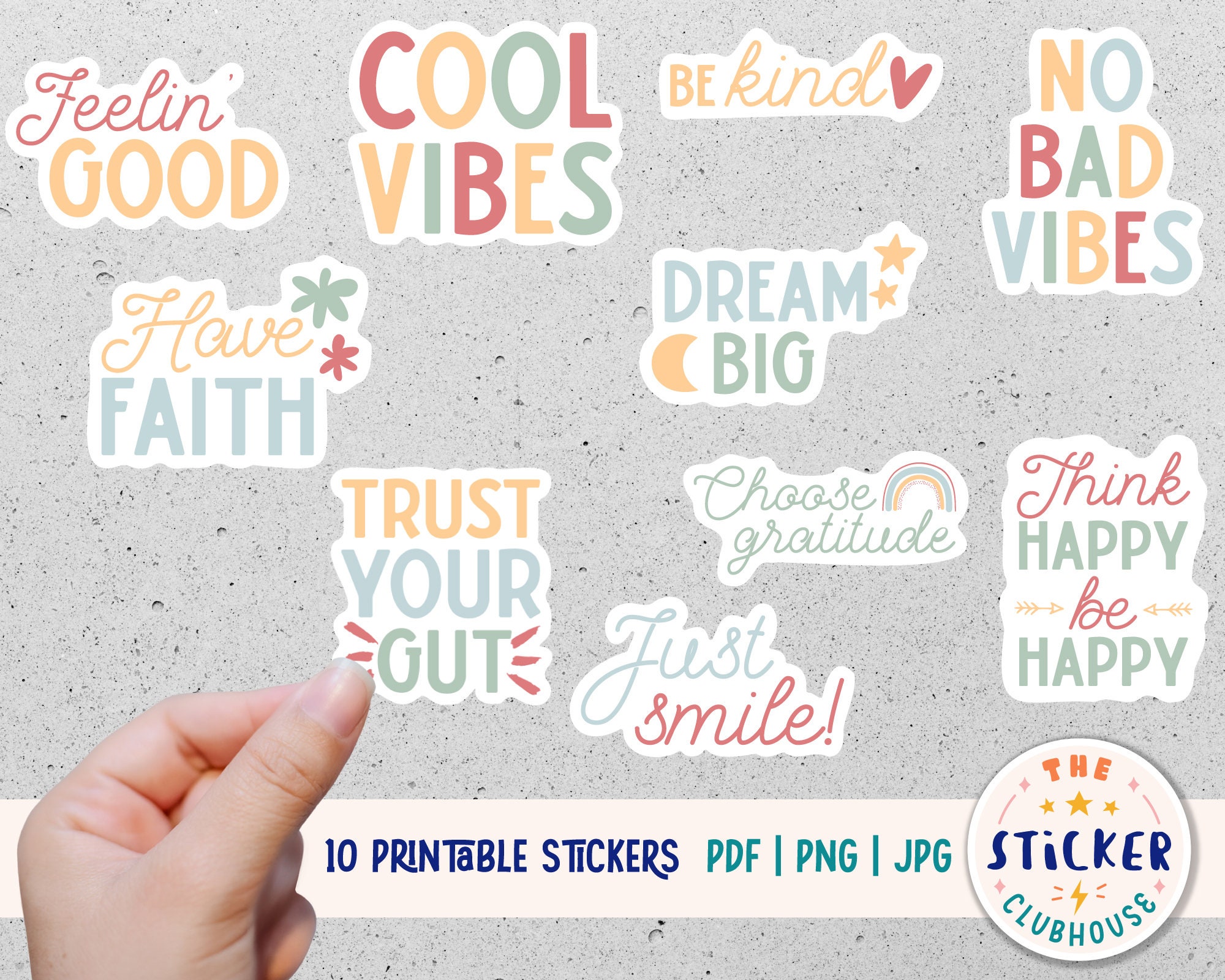 Printable Stickers Positive | Print and Cut Stickers Planner Stickers ...
