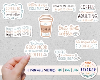 Printable Coffee Stickers Coffee Sticker Bundle Coffee Sticker Pack ...