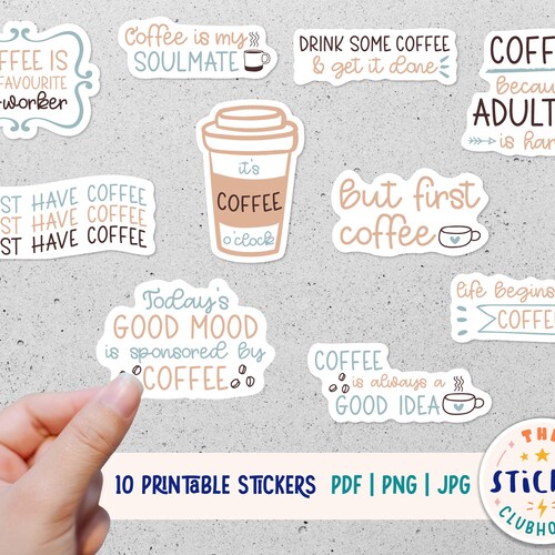 Coffee Stickers Printable Stickers Coffee Sticker Bundle - Etsy