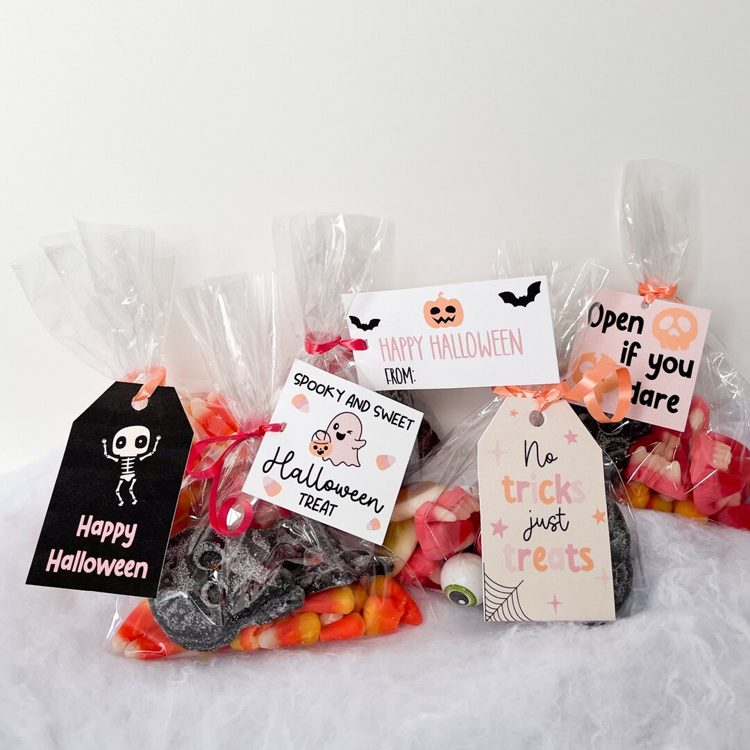 Printable Halloween Gift Tags, Trick or Treat Goody Bag, Cute Halloween ...