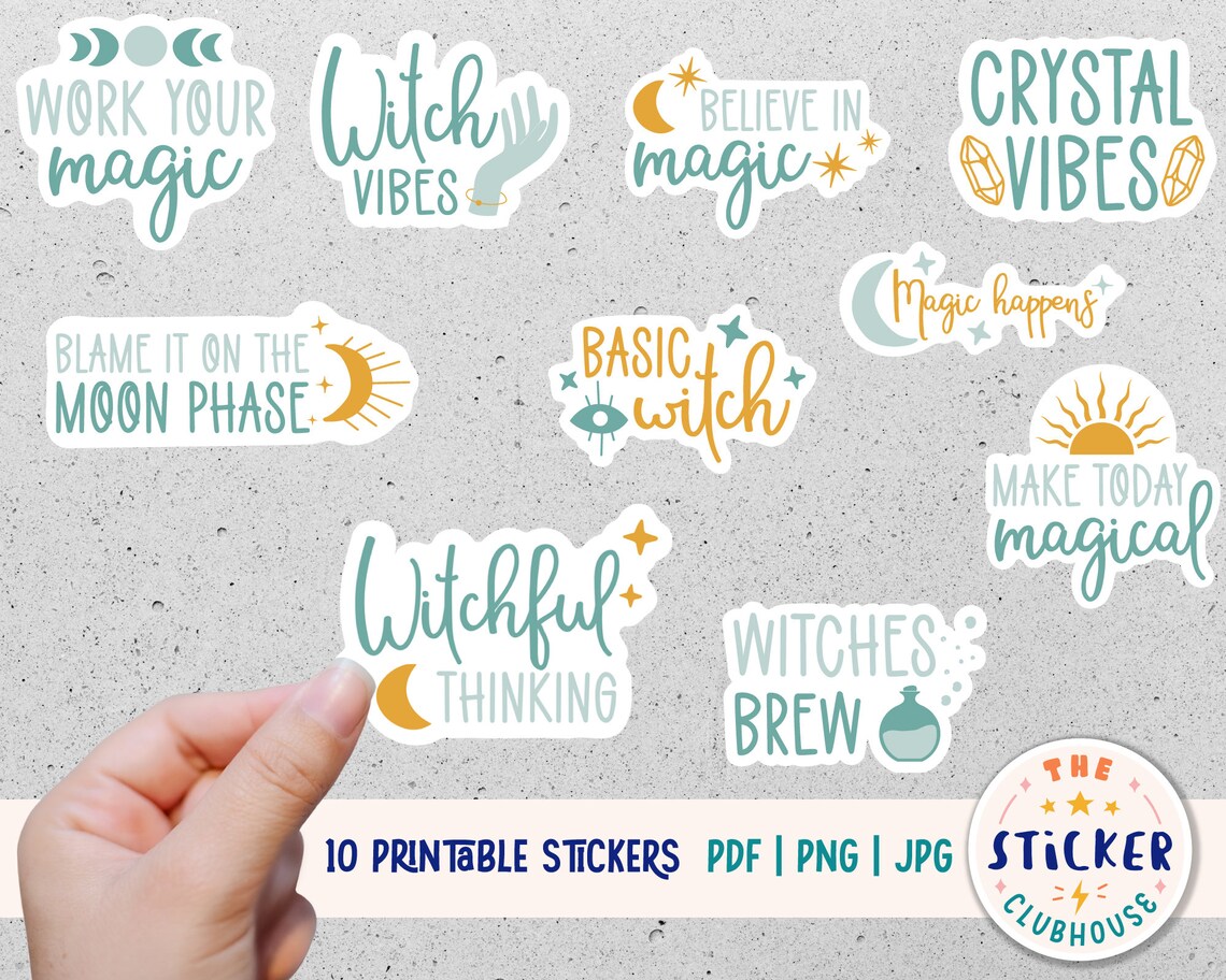 Witchcraft Stickers | Printable Stickers | Print and Cut Stickers Witch ...