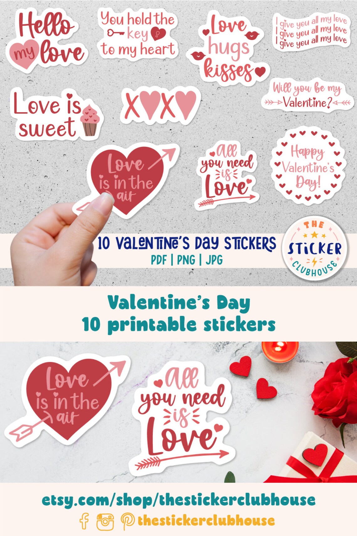 Printable Valentine's Day Stickers Valentines Stickers - Etsy