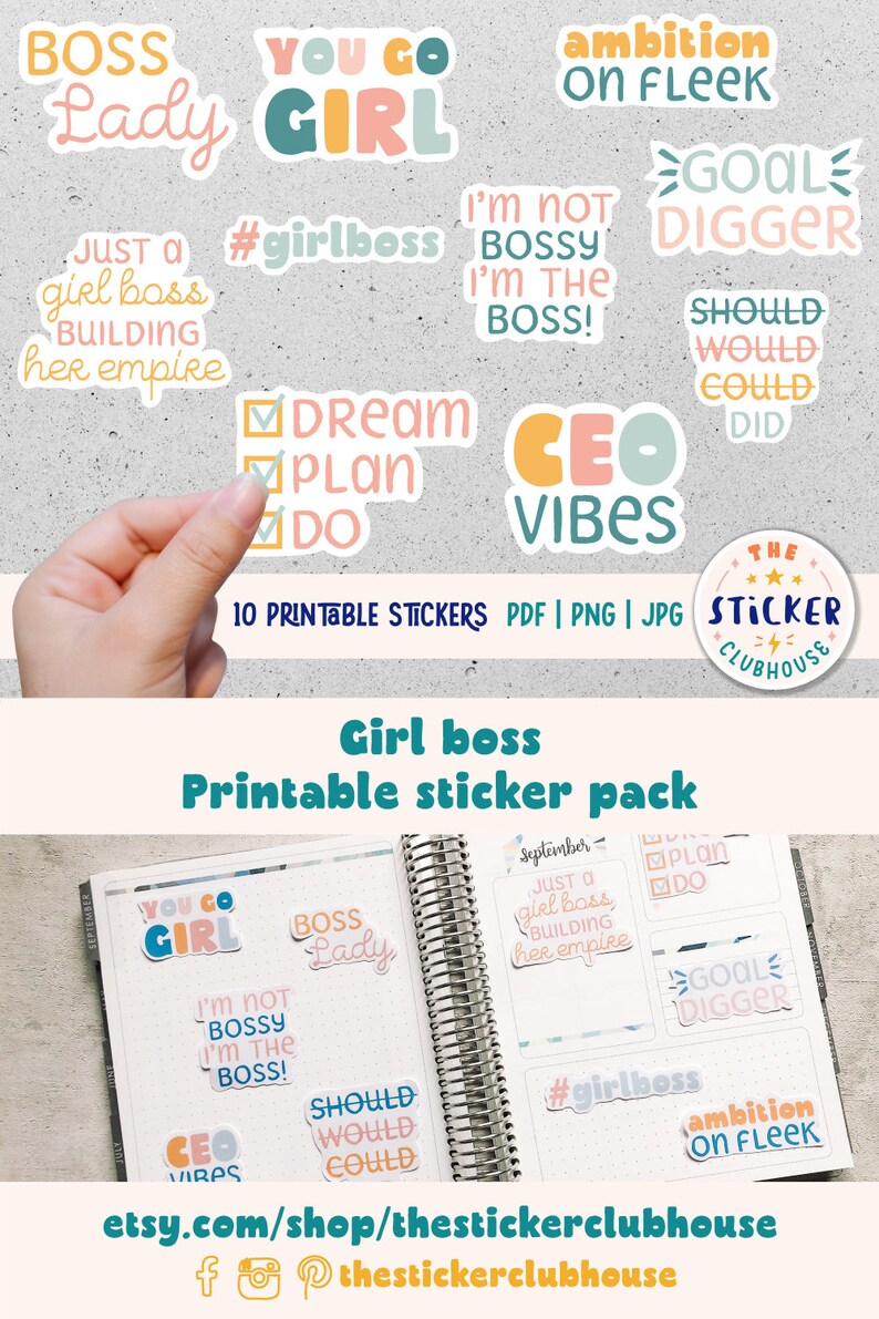 Girl Boss Stickers Print and Cut Stickers Printable - Etsy