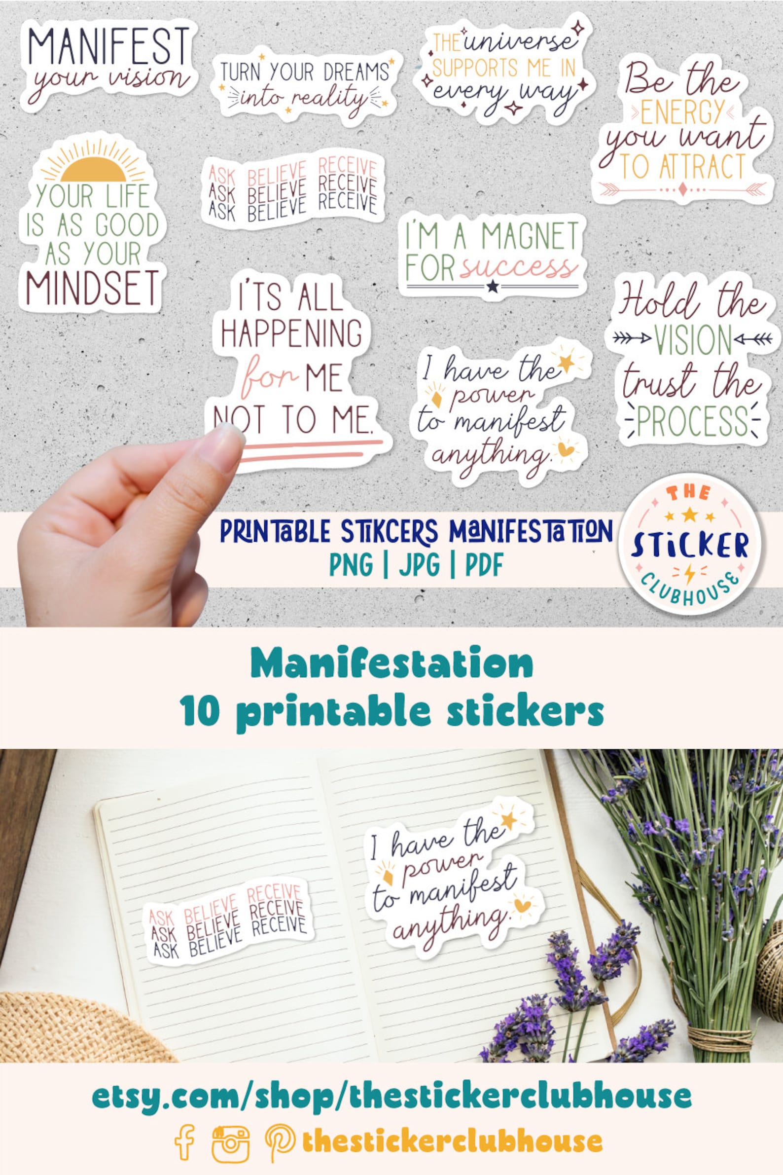 Printable Manifestation Sticker Bundle | Manifestation Stickers | Law ...