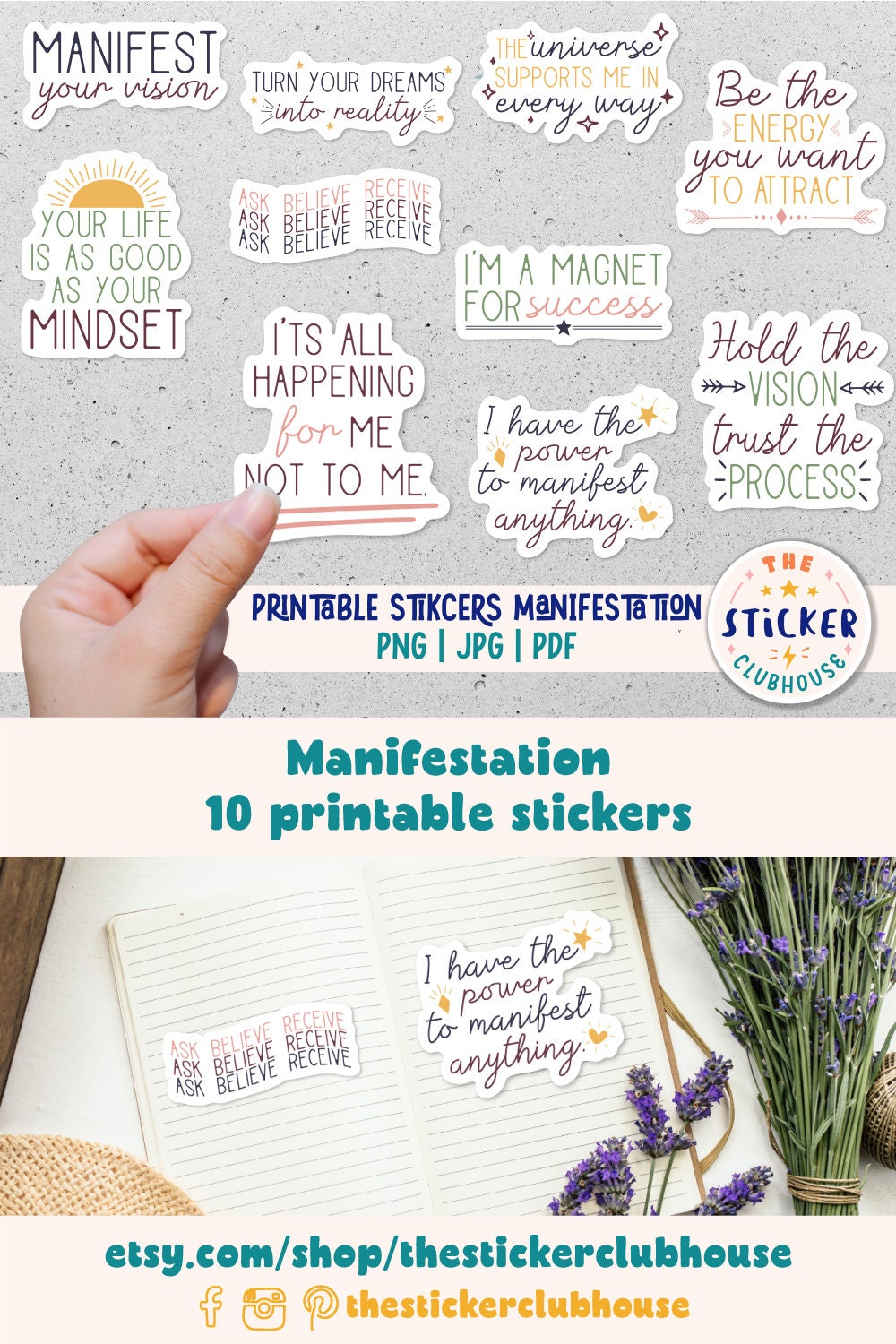 Printable Manifestation Sticker Bundle | Manifestation Stickers | Law ...