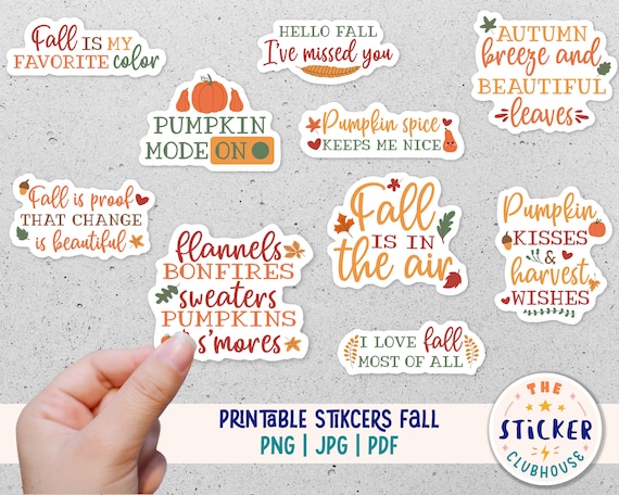 Printable Fall Sticker Bundle Autumn Stickers Fall Planner - Etsy