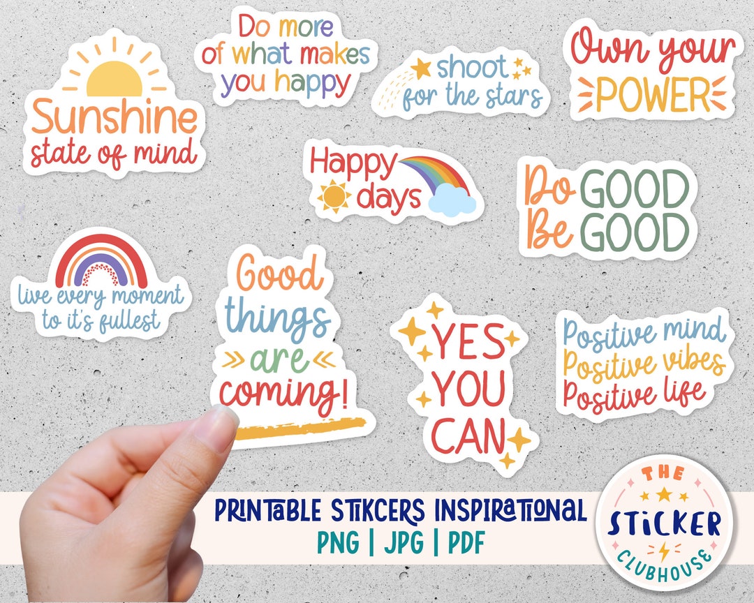 Printable Inspirational Sticker Bundle Printable Motivational Quotes ...