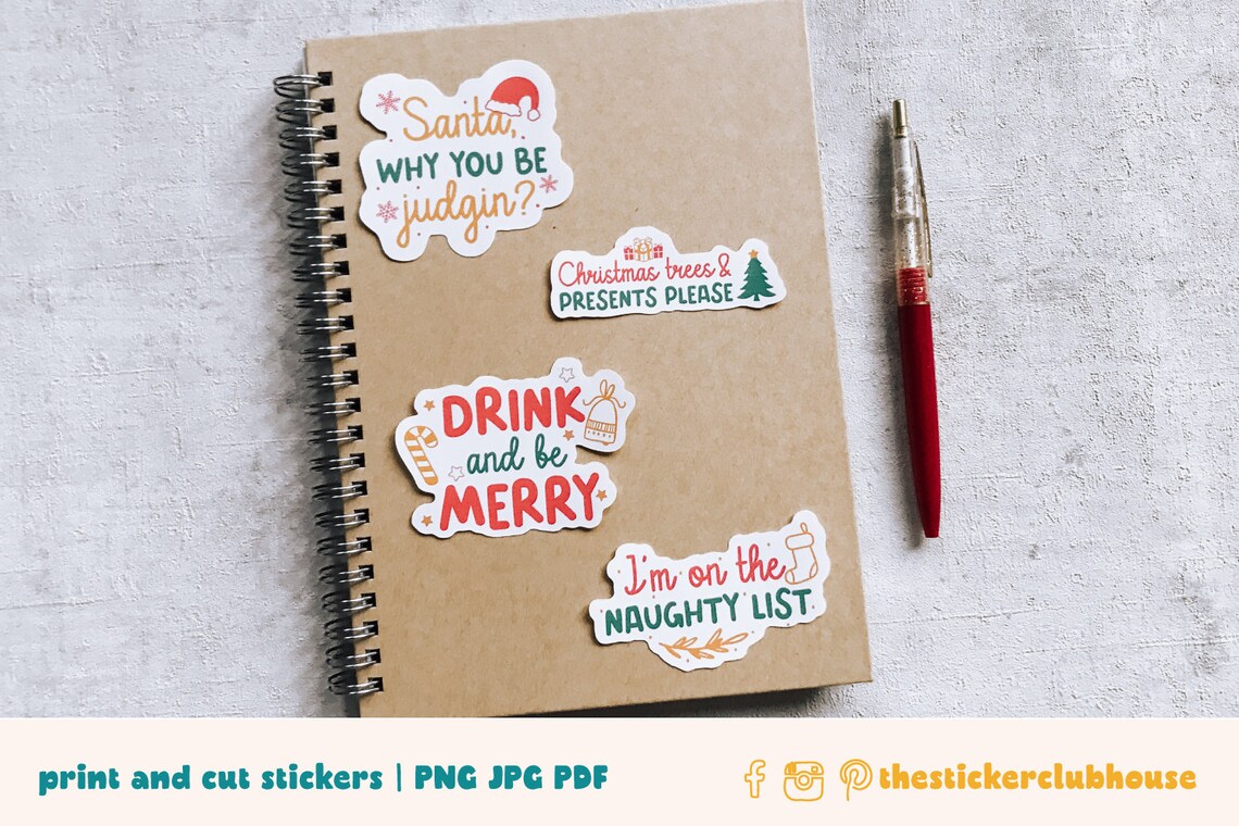 Funny Christmas Stickers Printable Christmas Stickers | Etsy