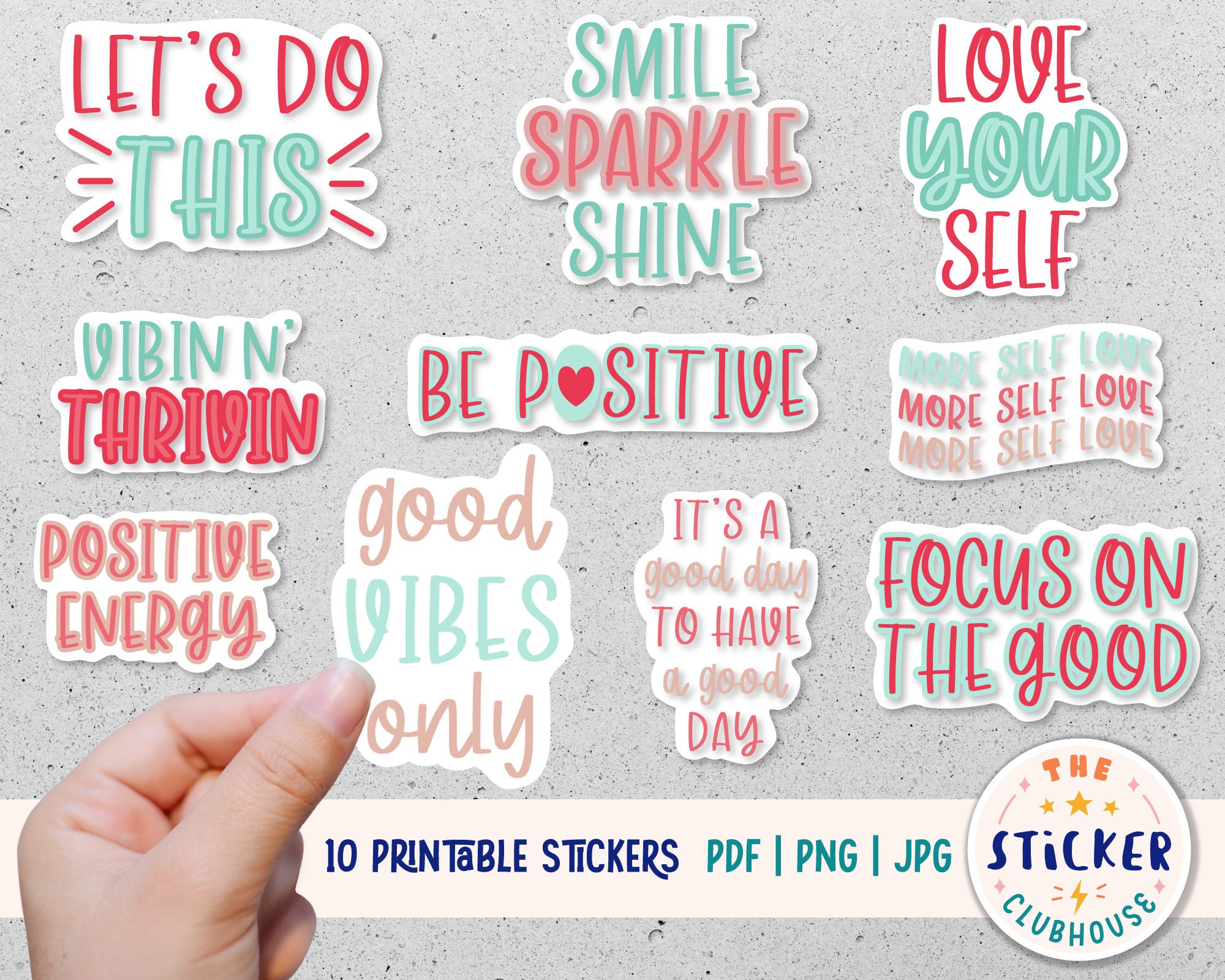 Printable Stickers Positive Vibes Print and Cut Stickers - Etsy