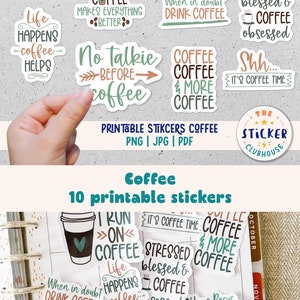 Printable Coffee Stickers | Coffee Sticker Bundle | Coffee Sticker Pack ...