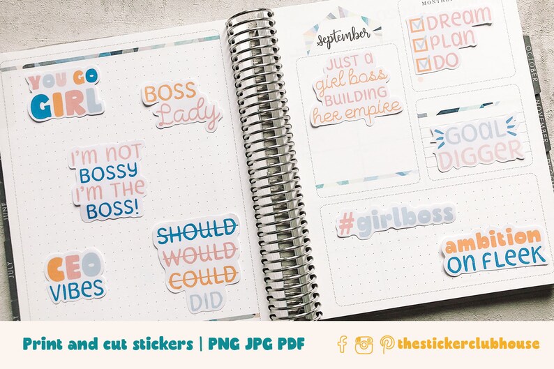 Girl Boss Stickers | Print and Cut Stickers | Printable Stickers ...