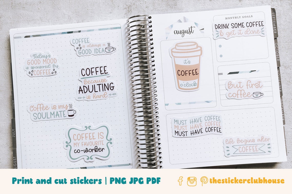 Coffee Stickers Printable Stickers Coffee Sticker Bundle - Etsy