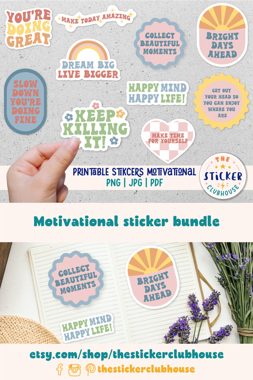 Printable Motivational Sticker Bundle | Retro Stickers Motivational ...