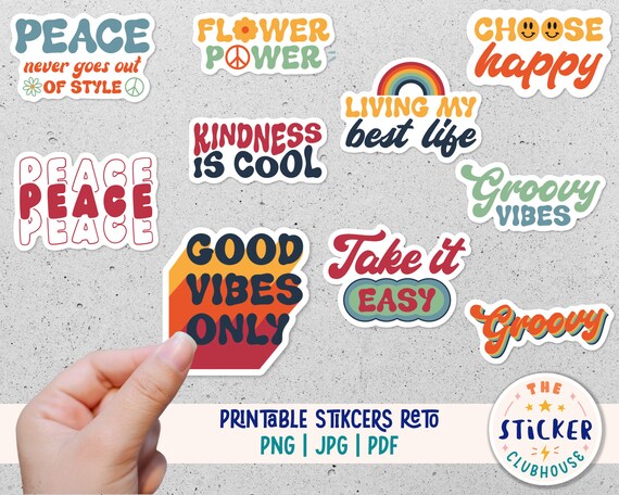 Printable Retro Sticker Bundle Retro Vibes Stickers Retro - Etsy