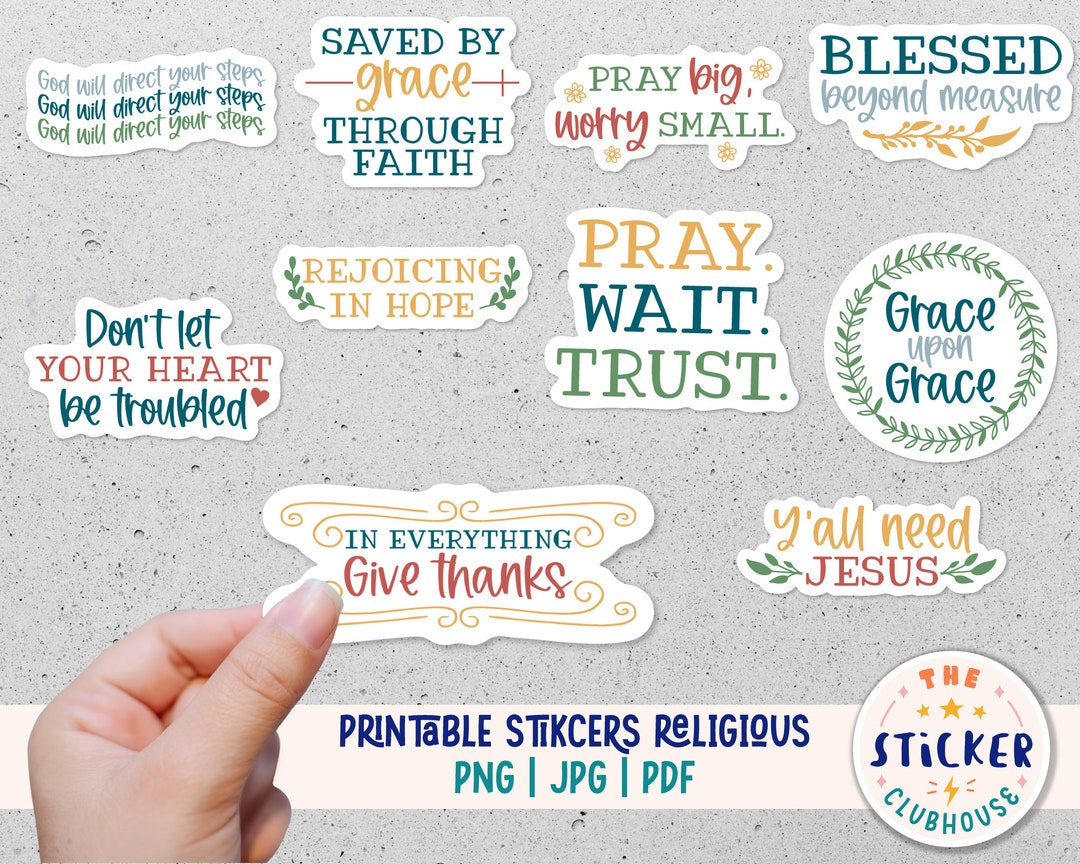 Printable Religious Stickers | Religious Sticker Bundle | Bible ...