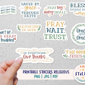 Printable Religious Stickers | Religious Sticker Bundle | Bible ...